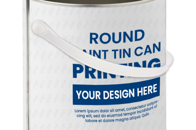 3 Litre Printed Plain Round Paint Tin Can - Lever Lid